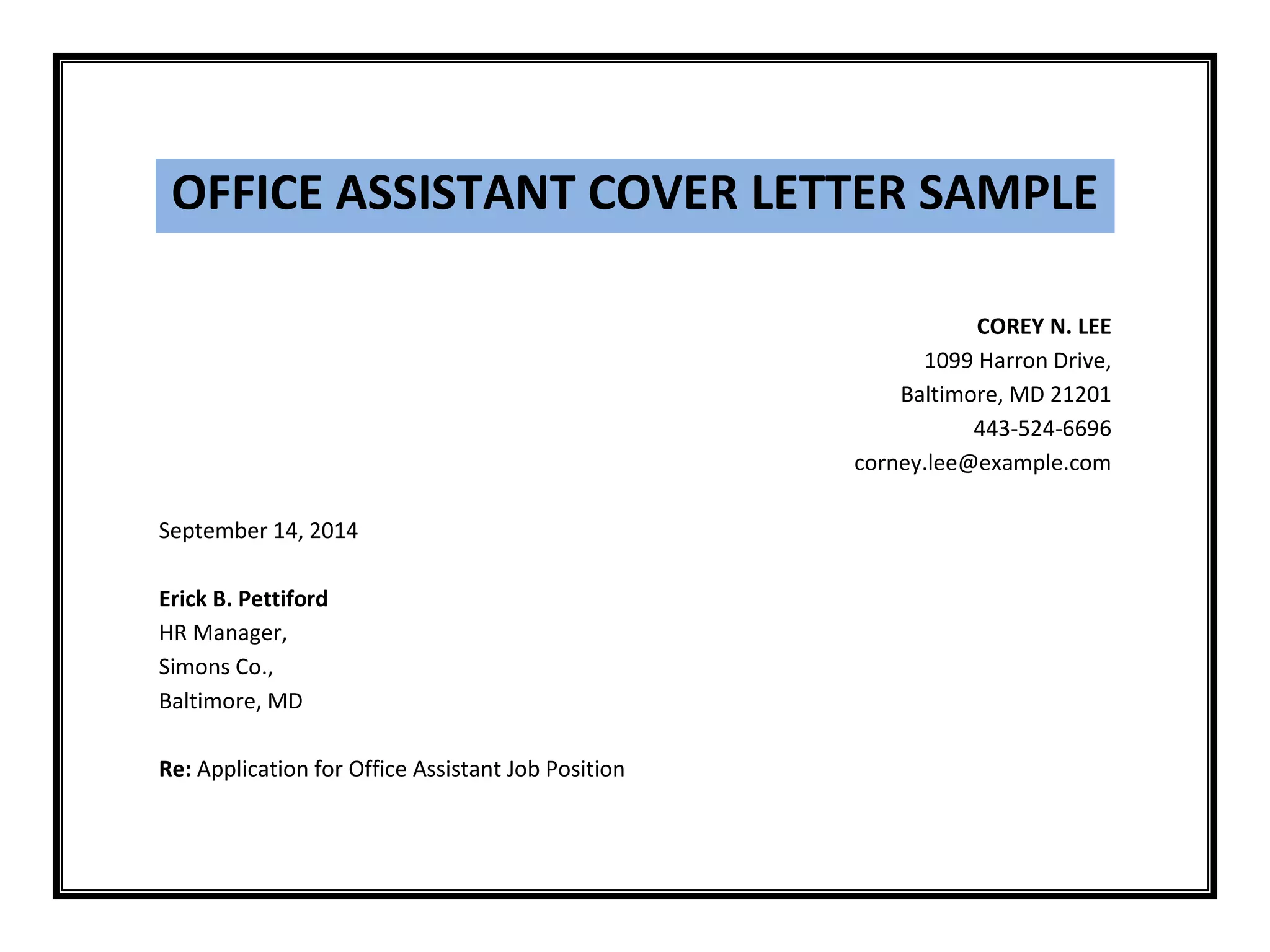 Office assistant cover letter sample | PDF