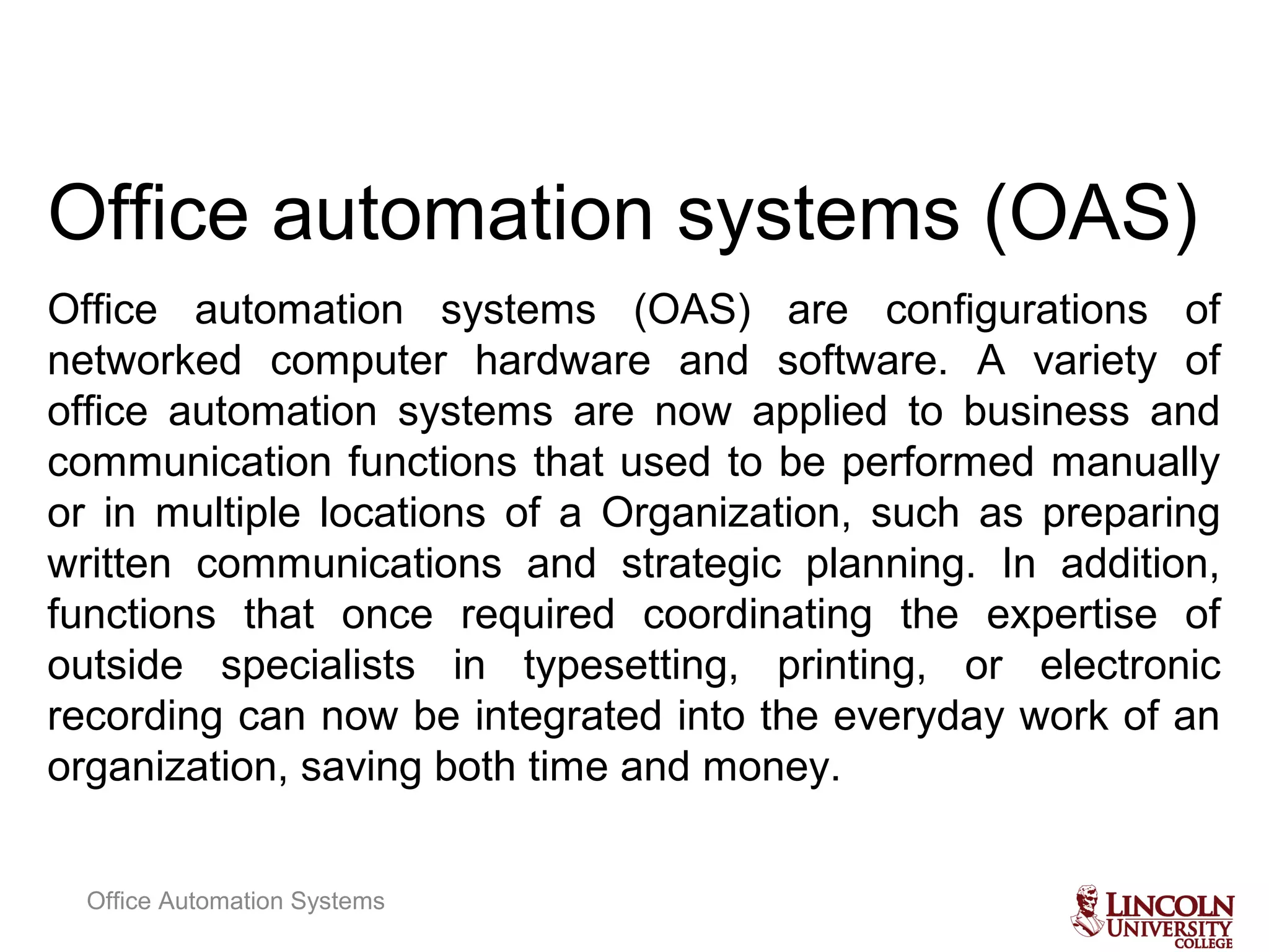 Office automation sysmtems | PPT