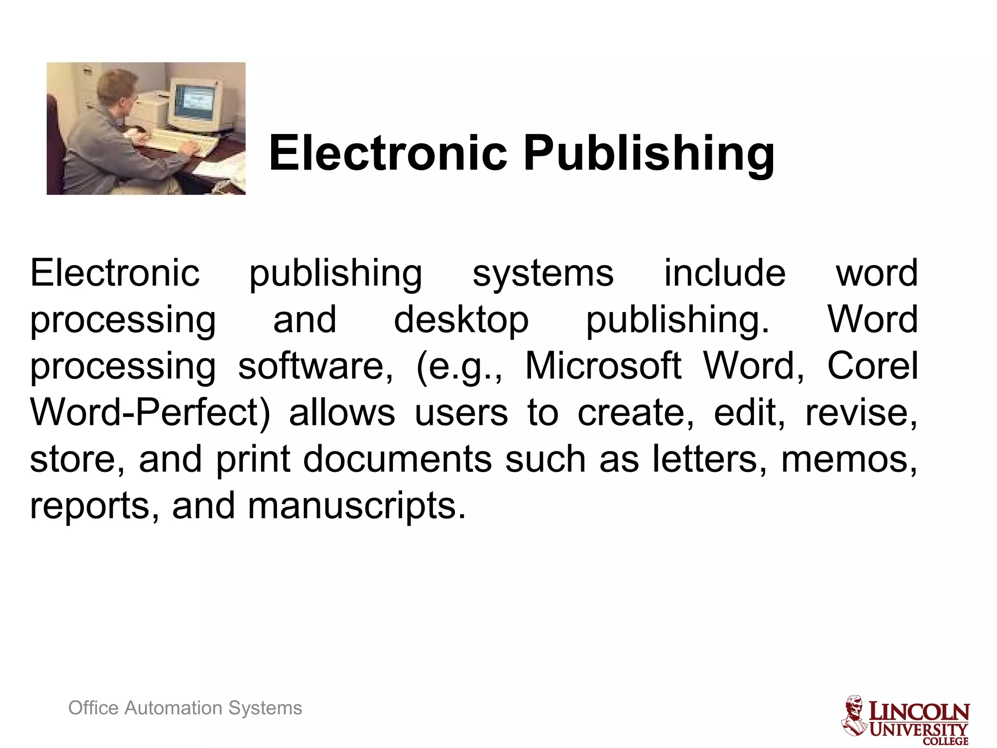 Office automation sysmtems | PPT