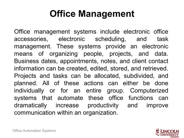 Office automation sysmtems | PPT | Email | Internet