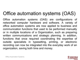 Office automation sysmtems | PPT