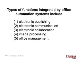 Office automation sysmtems | PPT