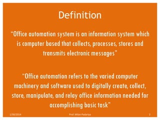 Office automation system | PDF