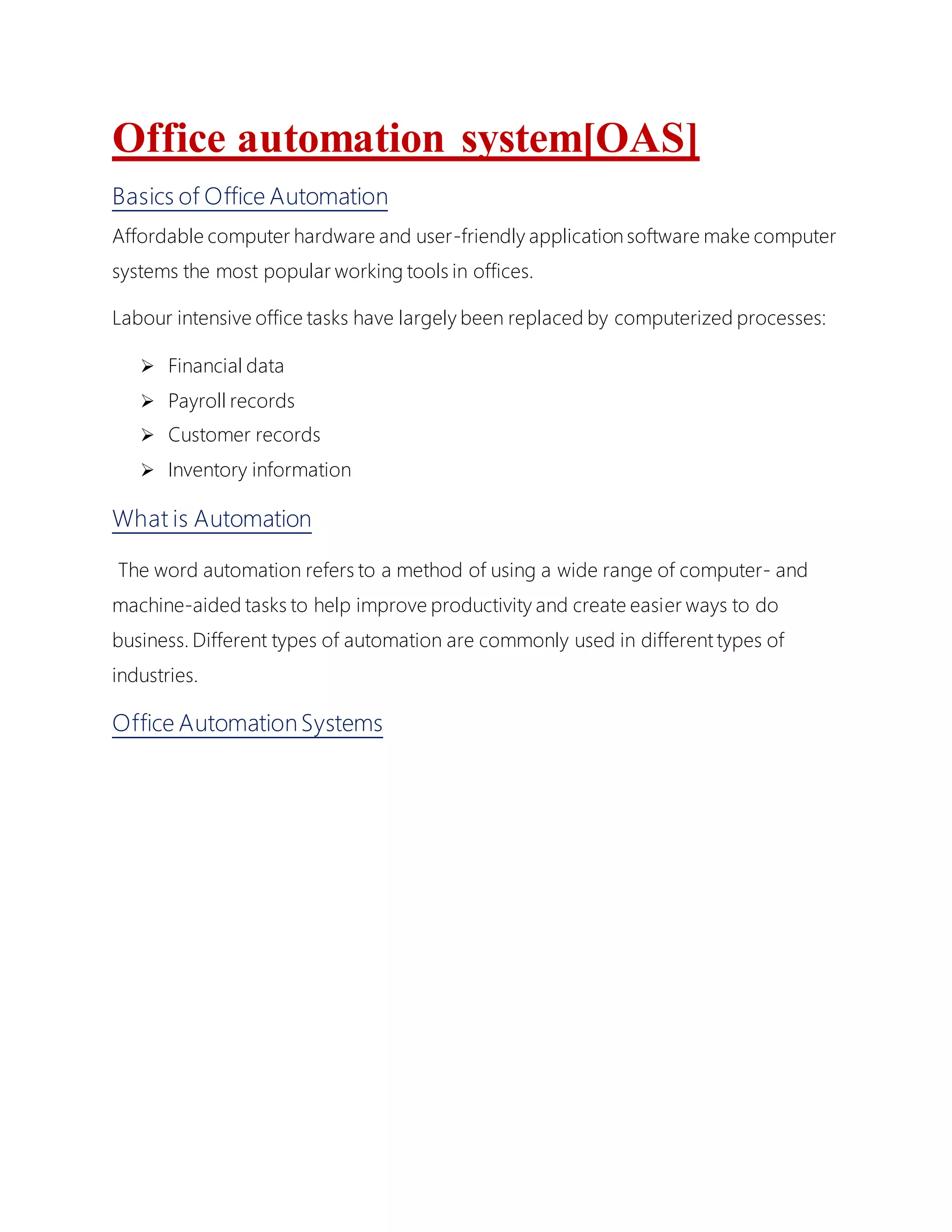 Office automation system | DOCX