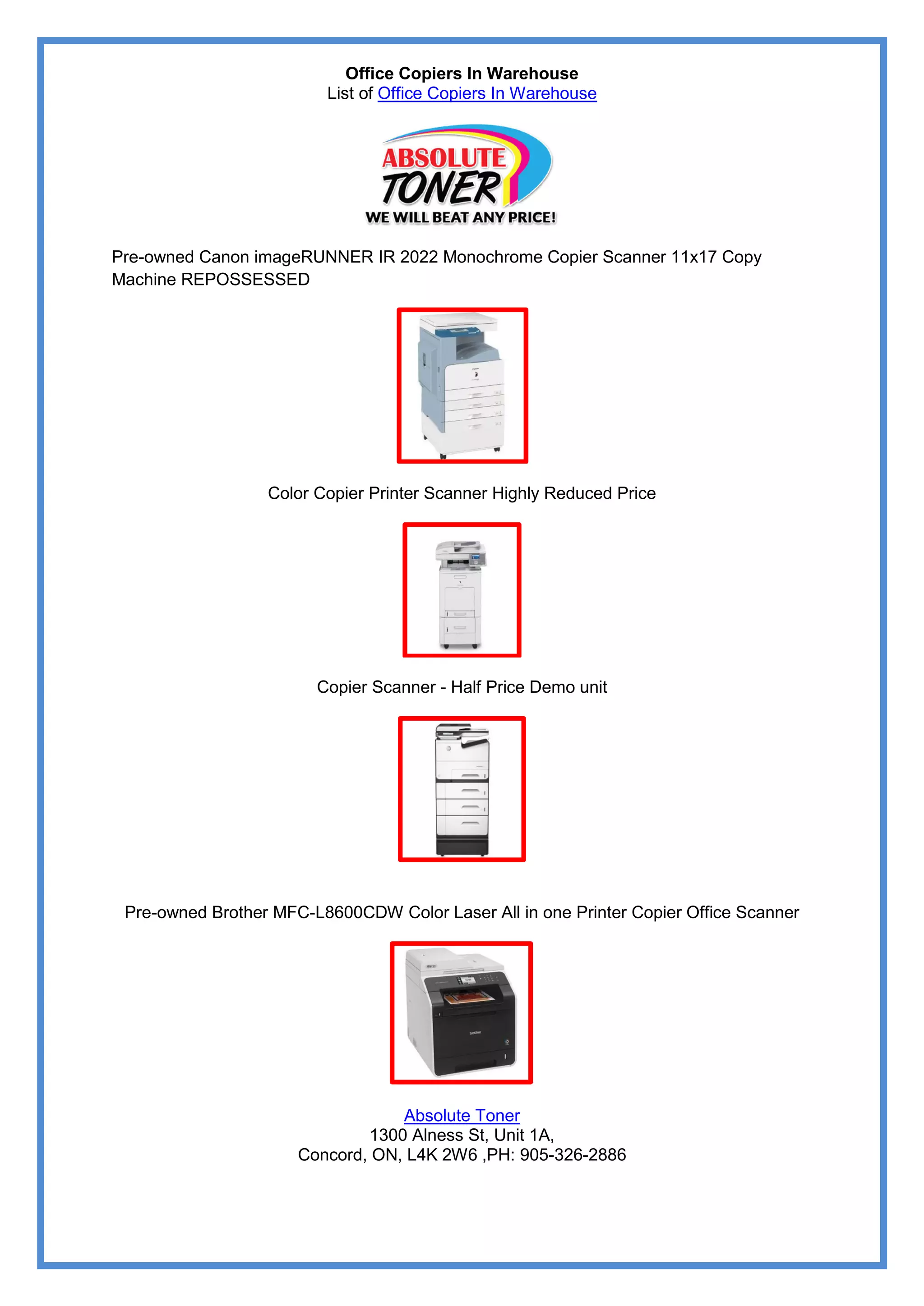 Office copiers in_warehouse | PDF