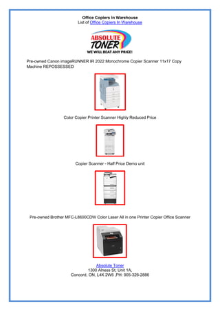 Office copiers in_warehouse | PDF