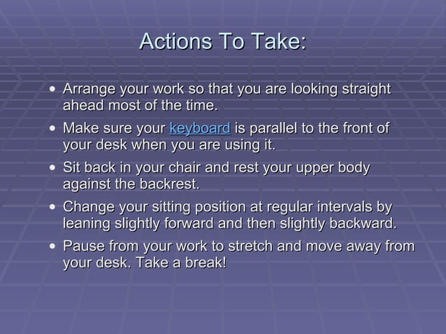 Office Ergonomics | PPT | Foot Health | Diseases and Conditions