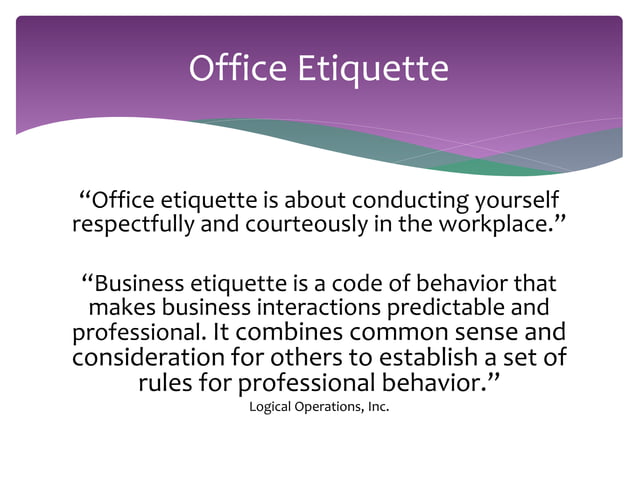 Office Etiquette: Do You Know The Basics? | PPTX | Career Advice | Careers