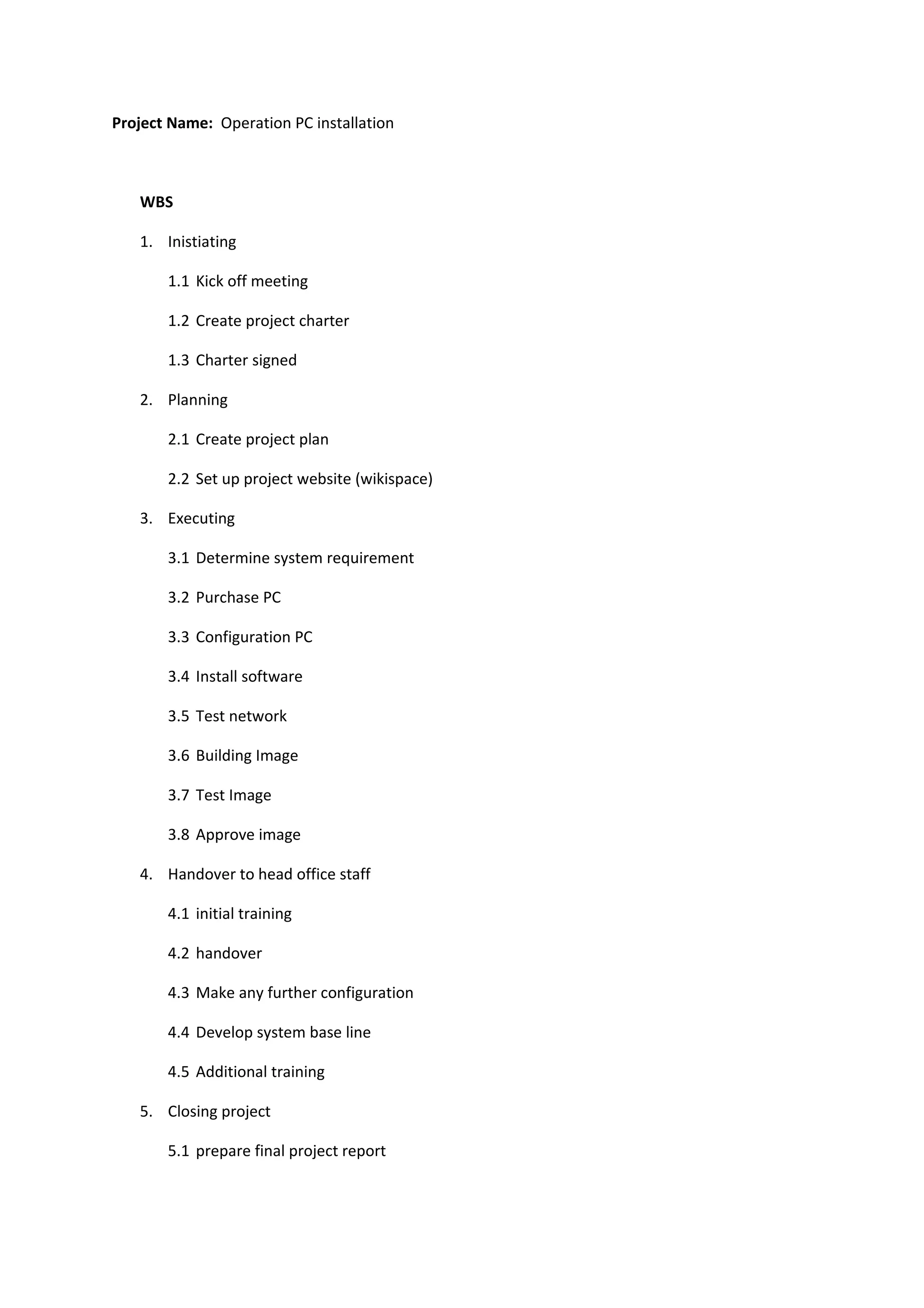 Office Group Project Wbs | DOC