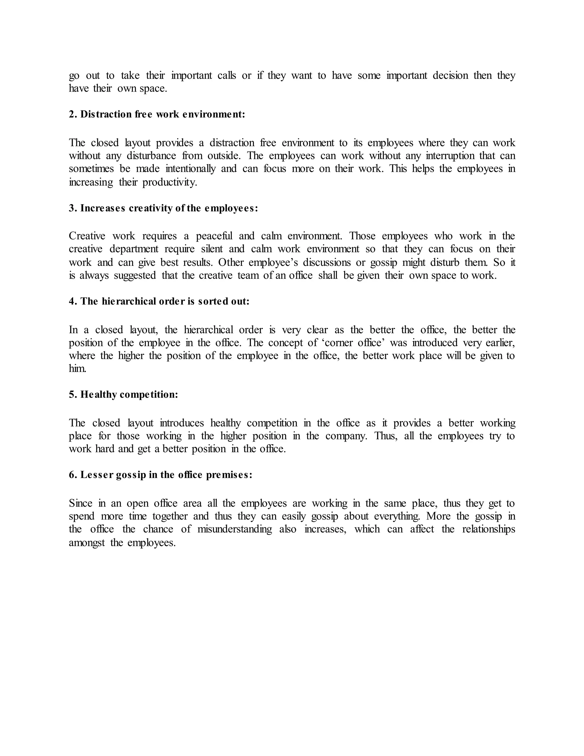 A report on office layout in productivity | DOCX