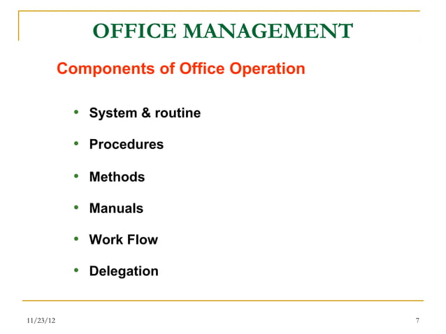 Office management | PPT | Business | Business and Finance