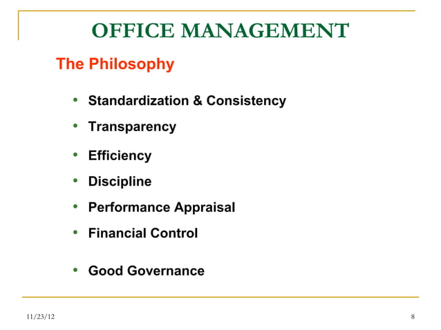 Office management | PPT | Business | Business and Finance