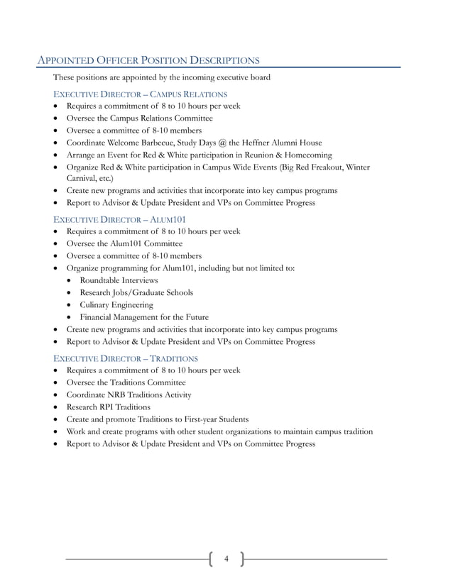 Red & White Student Organization - Officer Descriptions | PDF