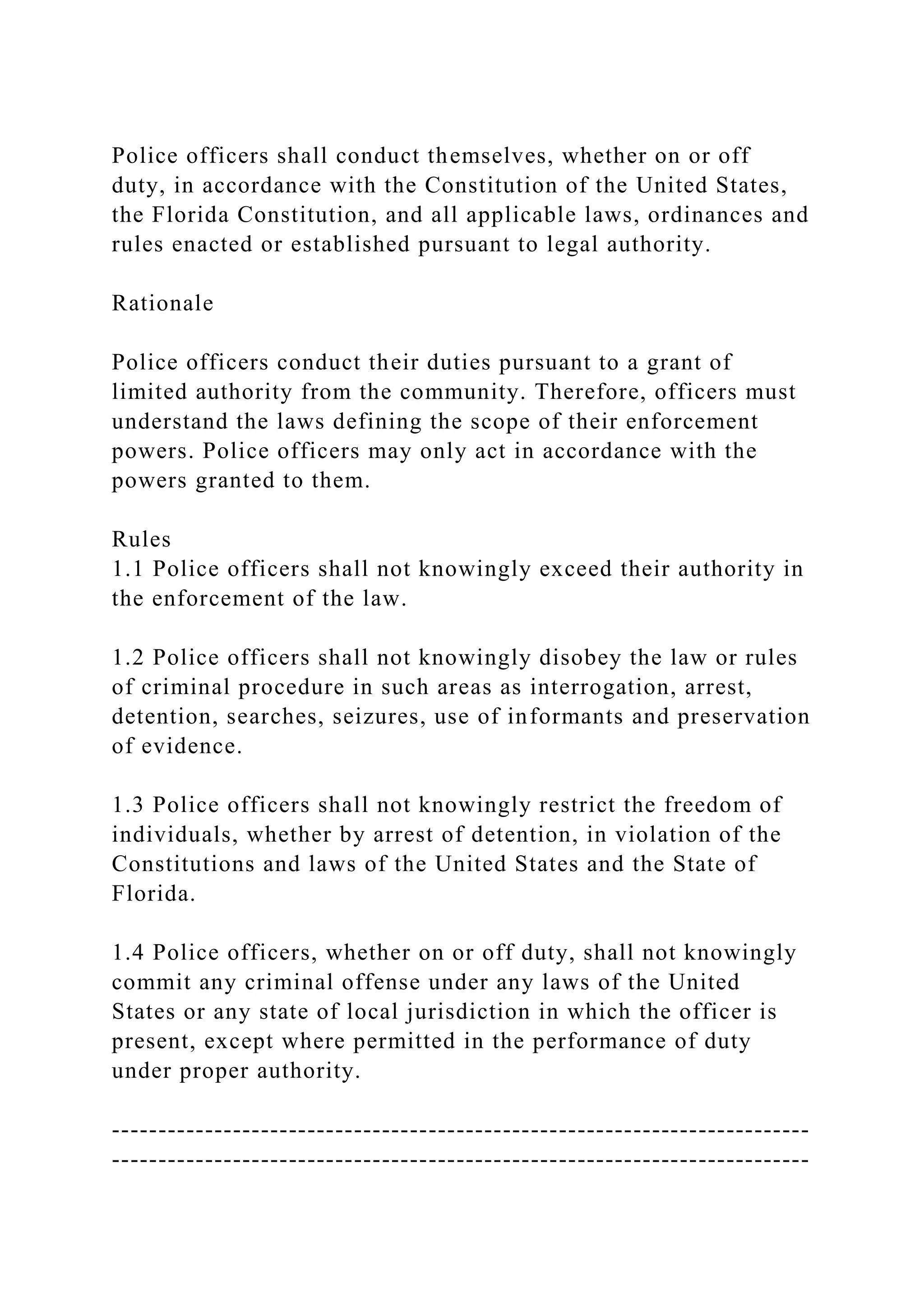 Officer RequirementsLaw Enforcement Officer Ethical Standards of.docx | Law