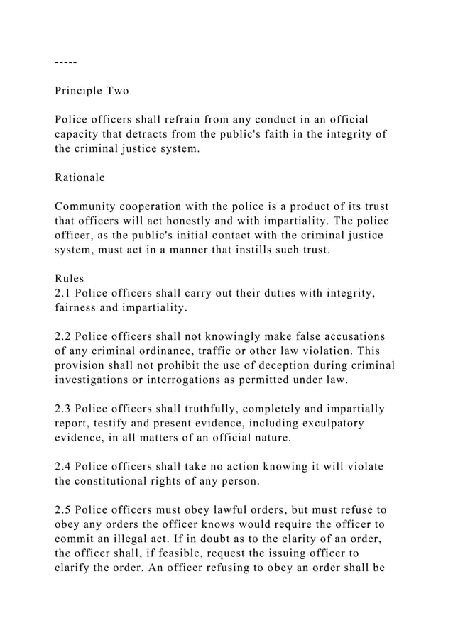 Officer RequirementsLaw Enforcement Officer Ethical Standards of.docx | Law