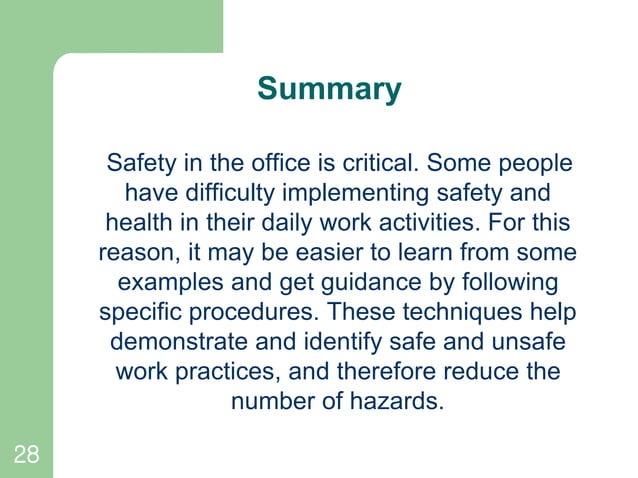 Office Safety HSE Presentation HSE Formats.ppt | Death, Injury, or ...