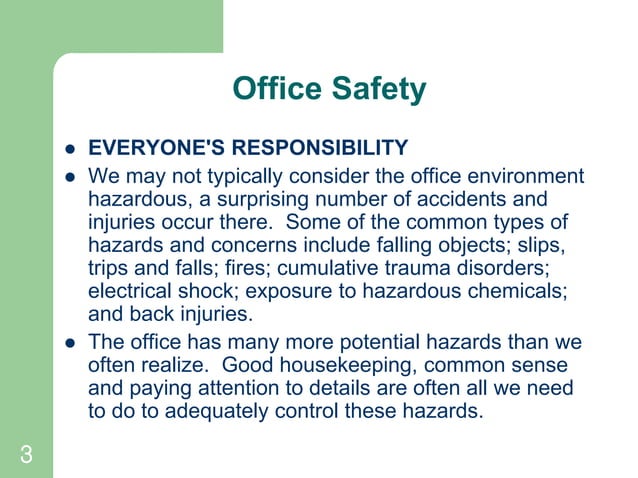 Office Safety HSE Presentation HSE Formats.ppt | Death, Injury, or ...