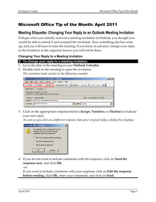 Outlook Meeting Request Template