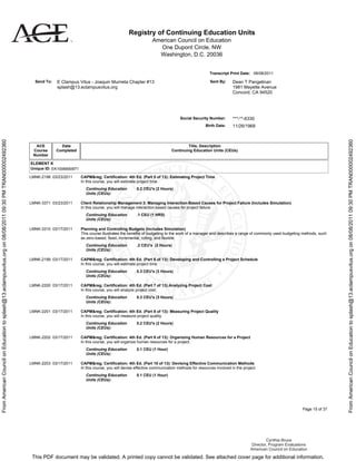 ACE Credit - Official Academic Transcript - Dean Pangelinan | PDF