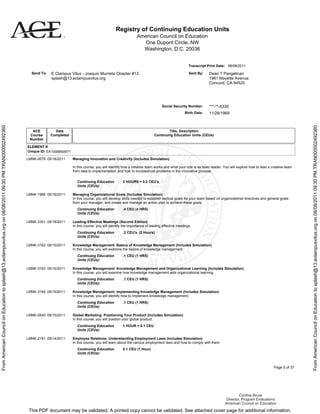 ACE Credit - Official Academic Transcript - Dean Pangelinan | PDF