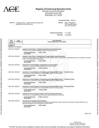 ACE Credit - Official Academic Transcript - Dean Pangelinan | PDF