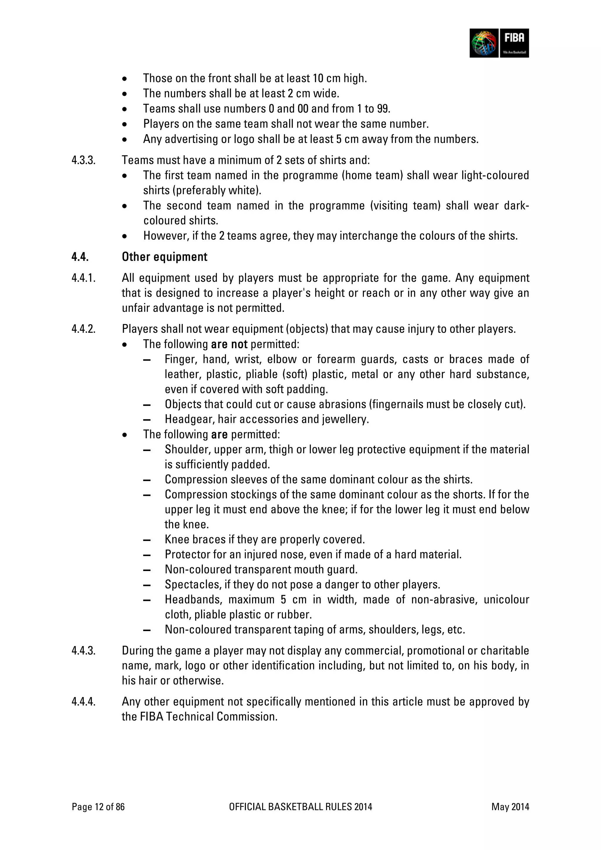 FIBA Official basketball rules | PDF