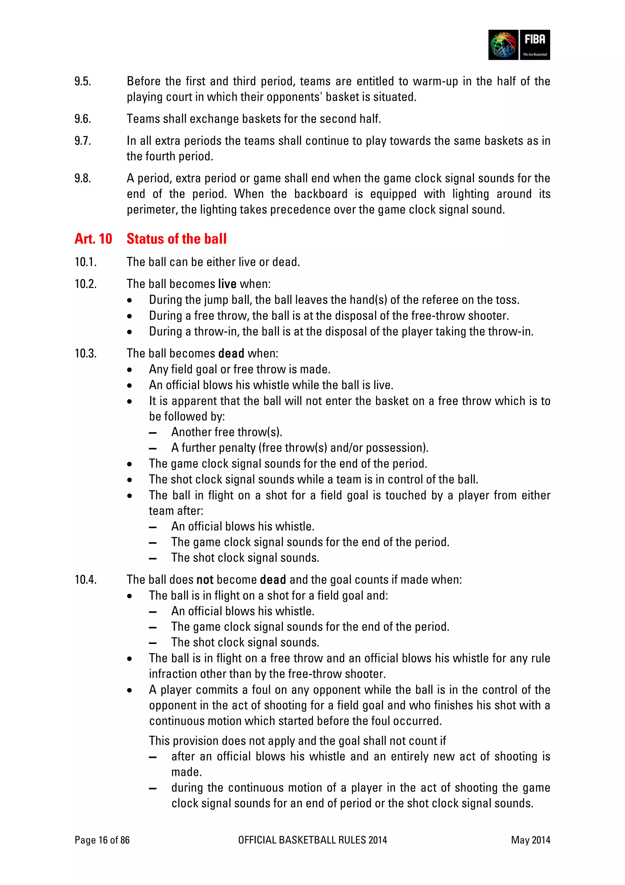 FIBA Official basketball rules | PDF