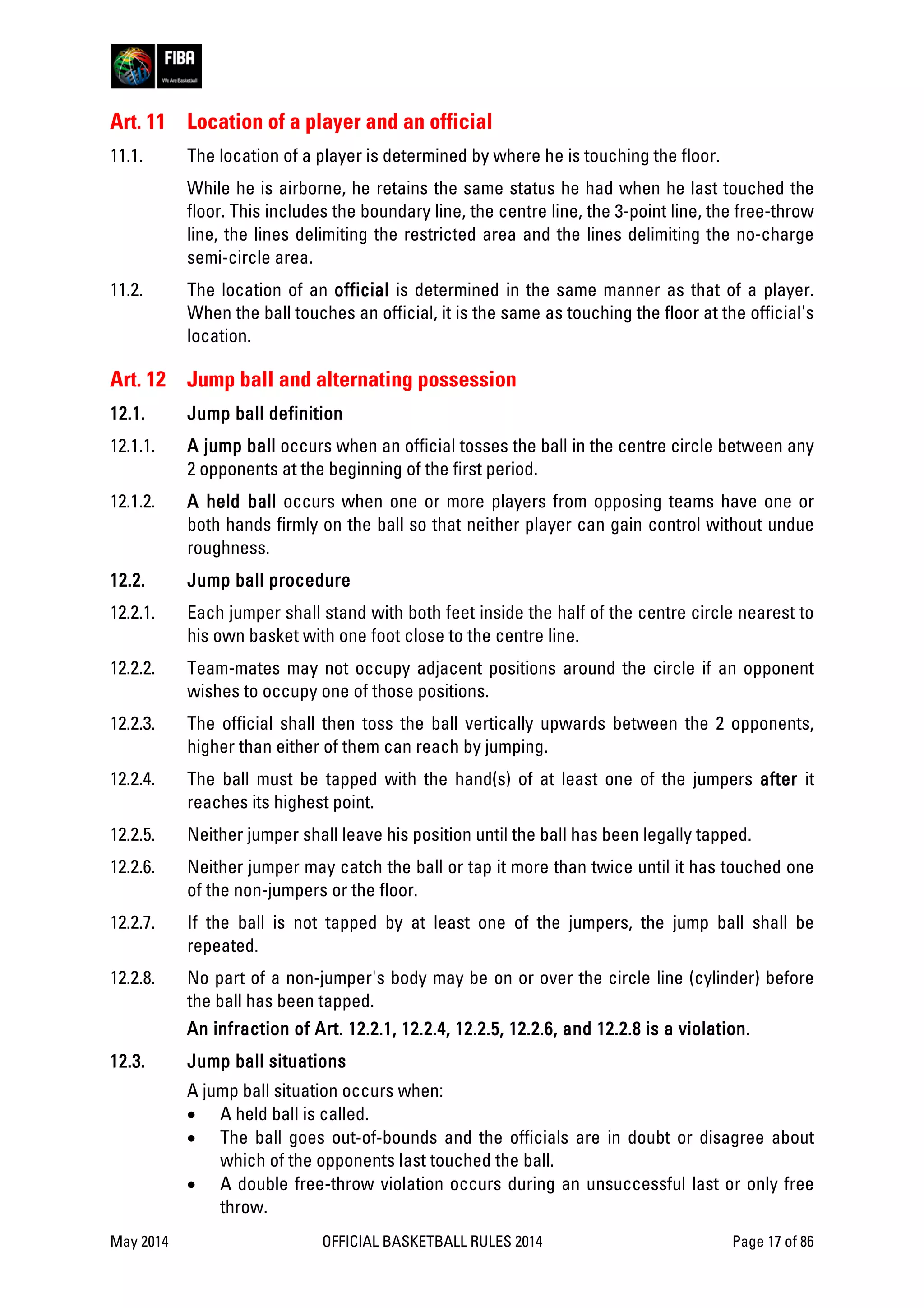 FIBA Official basketball rules | PDF
