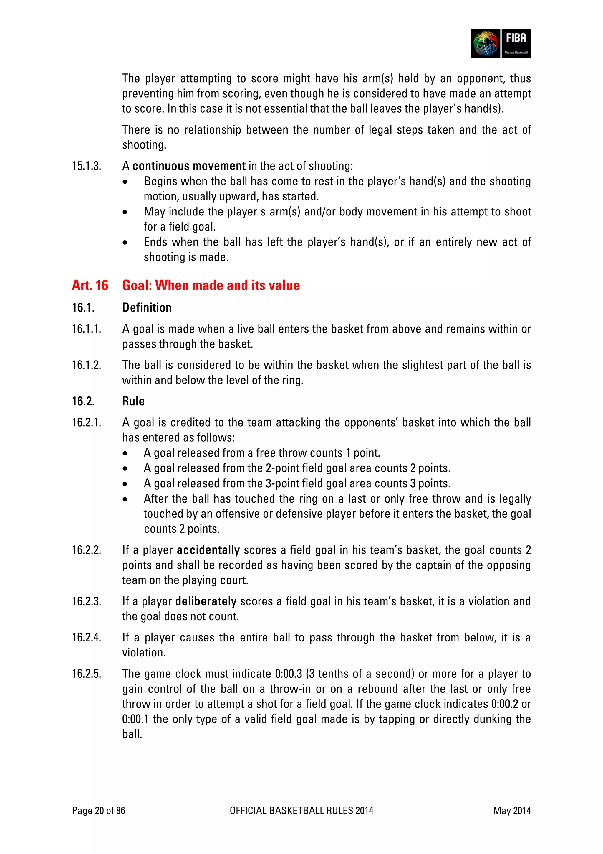 FIBA Official basketball rules | PDF