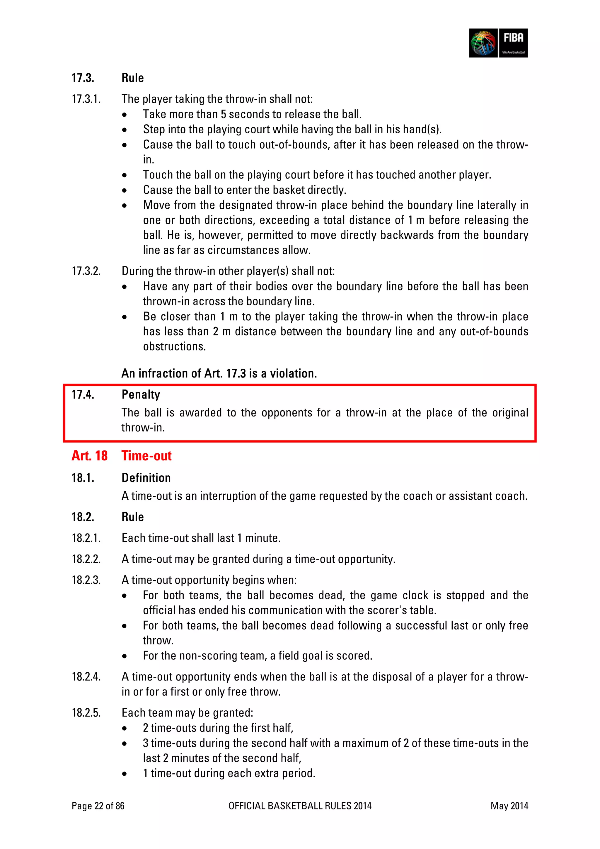 FIBA Official basketball rules | PDF