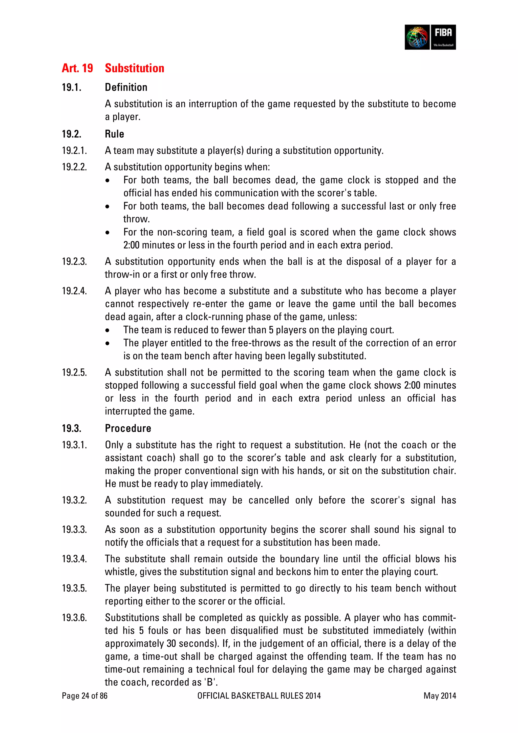 FIBA Official basketball rules | PDF
