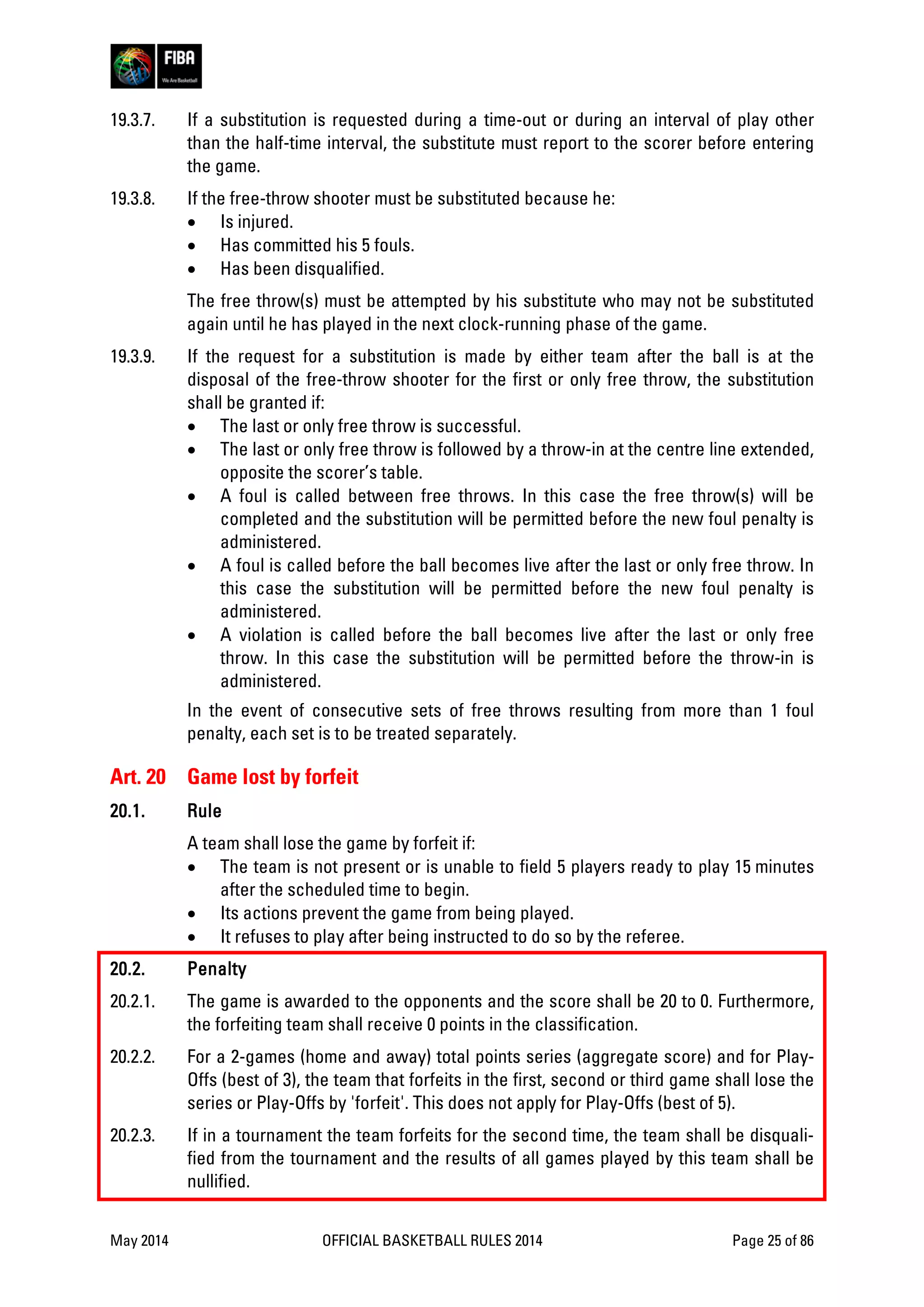 FIBA Official basketball rules | PDF
