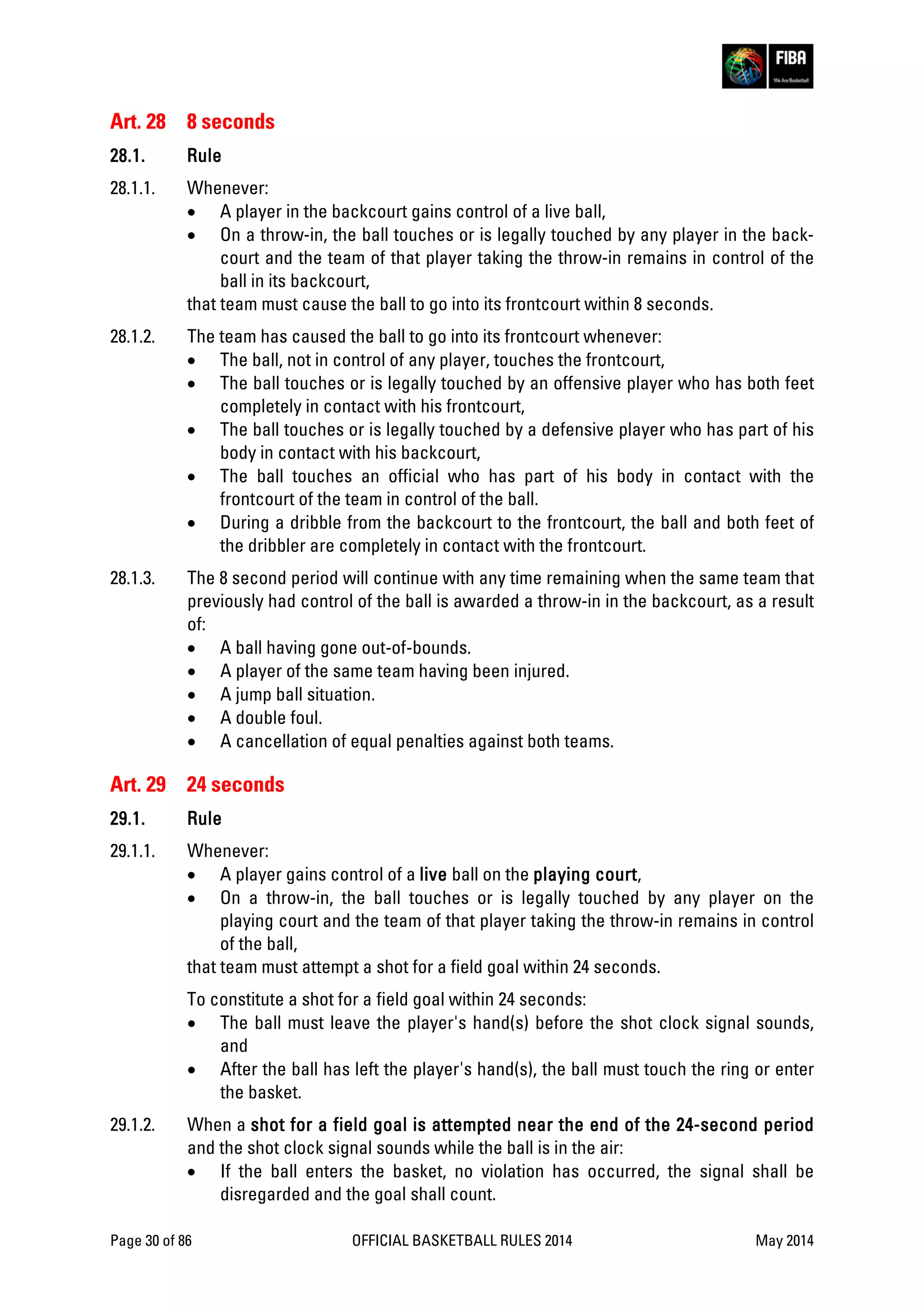 FIBA Official basketball rules | PDF