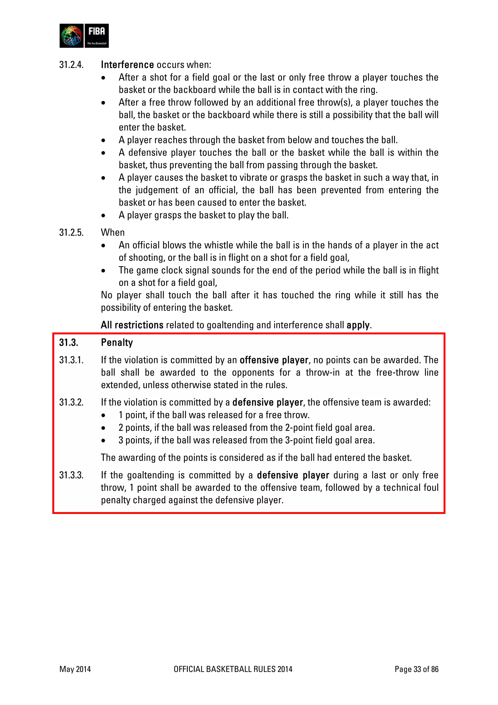 FIBA Official basketball rules | PDF