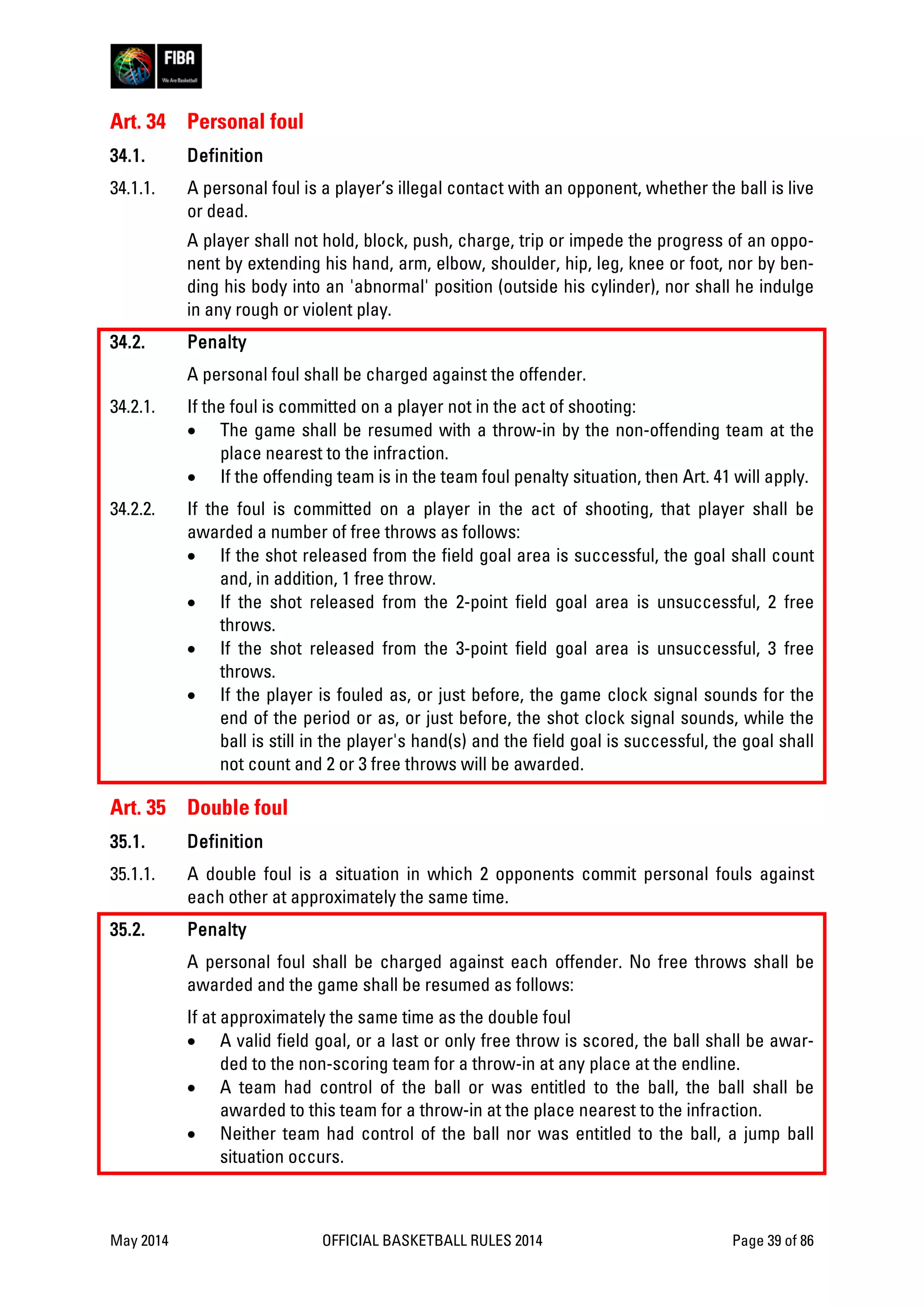 FIBA Official basketball rules | PDF