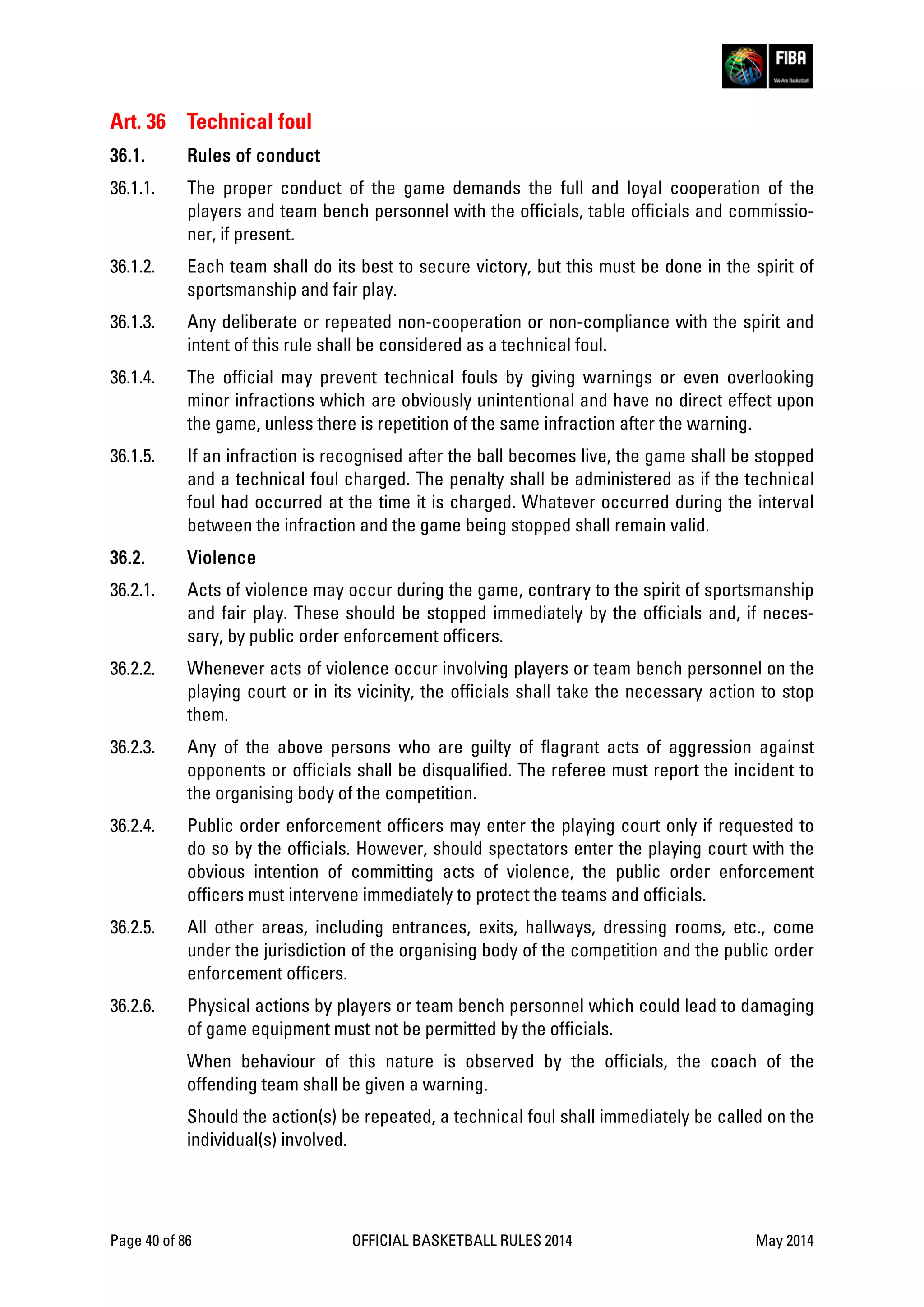 FIBA Official basketball rules | PDF