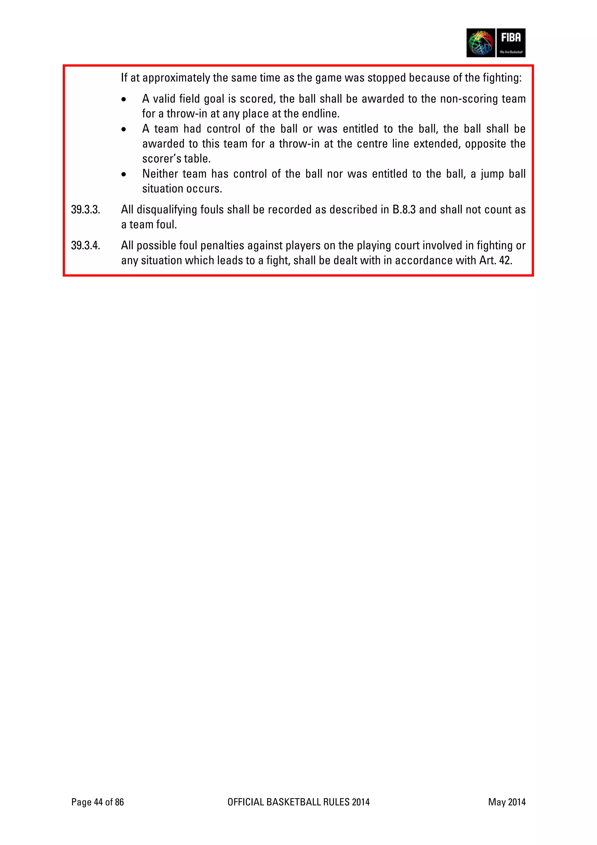 FIBA Official basketball rules | PDF