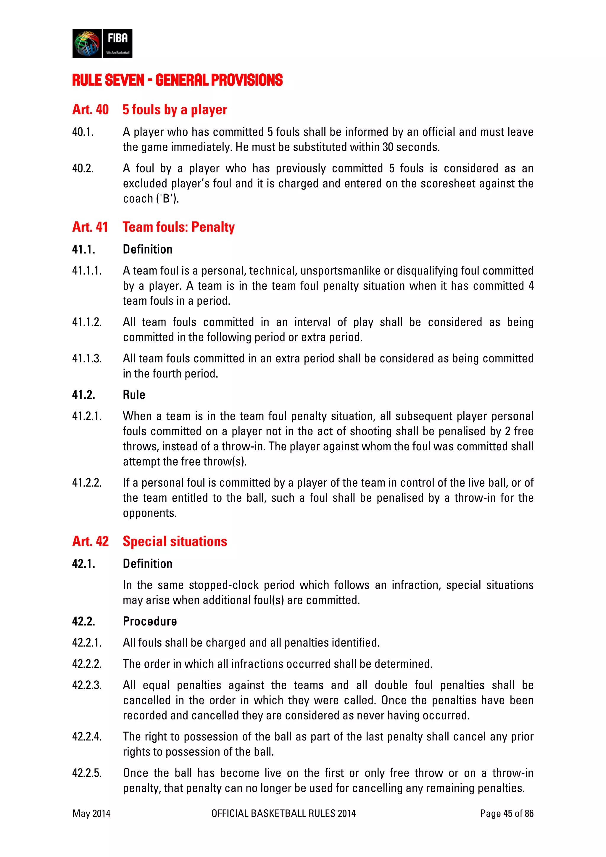 FIBA Official basketball rules | PDF