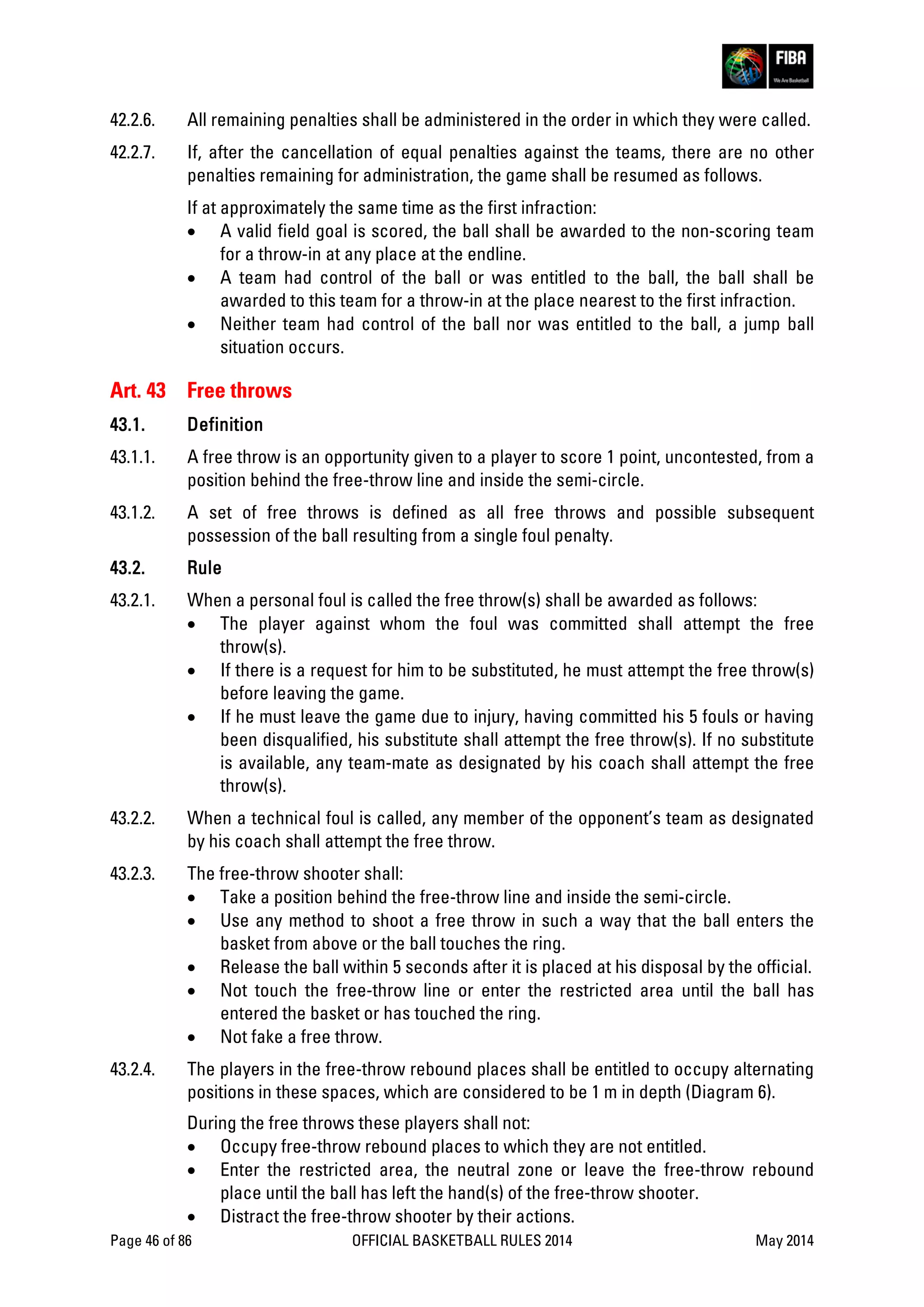 FIBA Official basketball rules | PDF