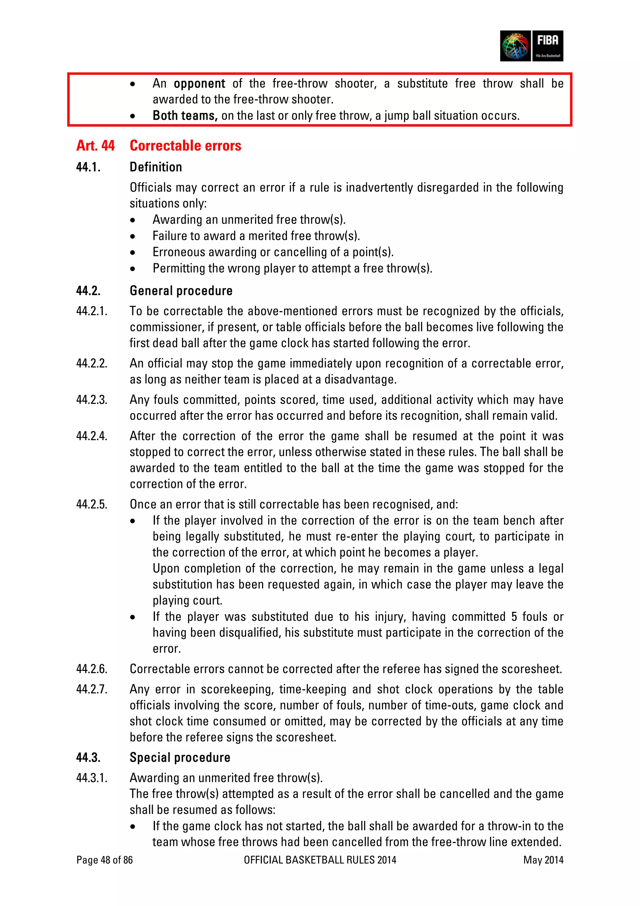FIBA Official basketball rules | PDF