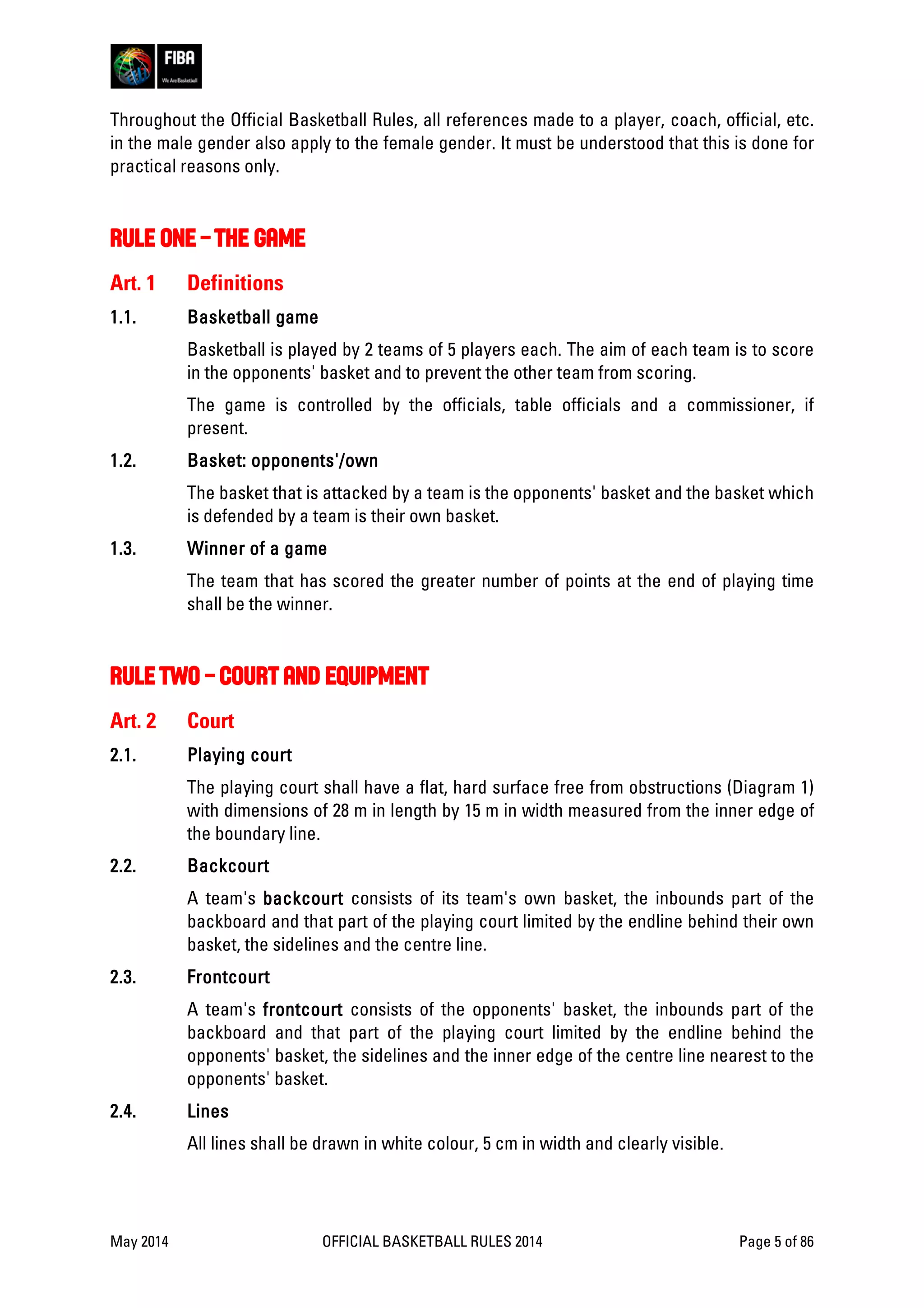 FIBA Official basketball rules | PDF