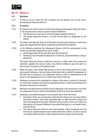 FIBA Official basketball rules | PDF