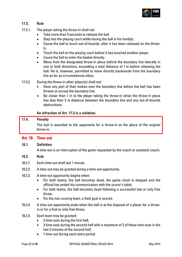 FIBA Official basketball rules | PDF