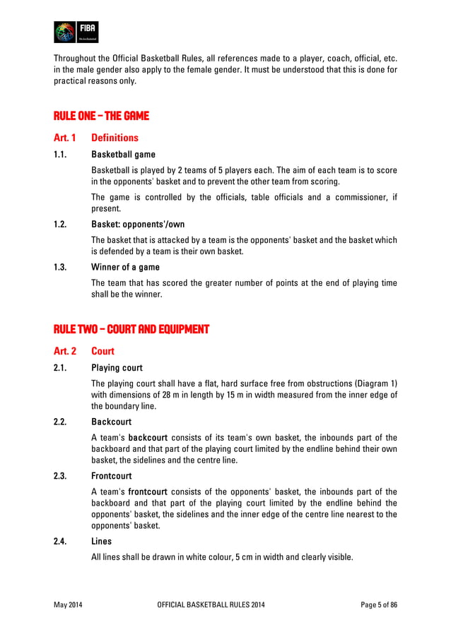 FIBA Official basketball rules | PDF