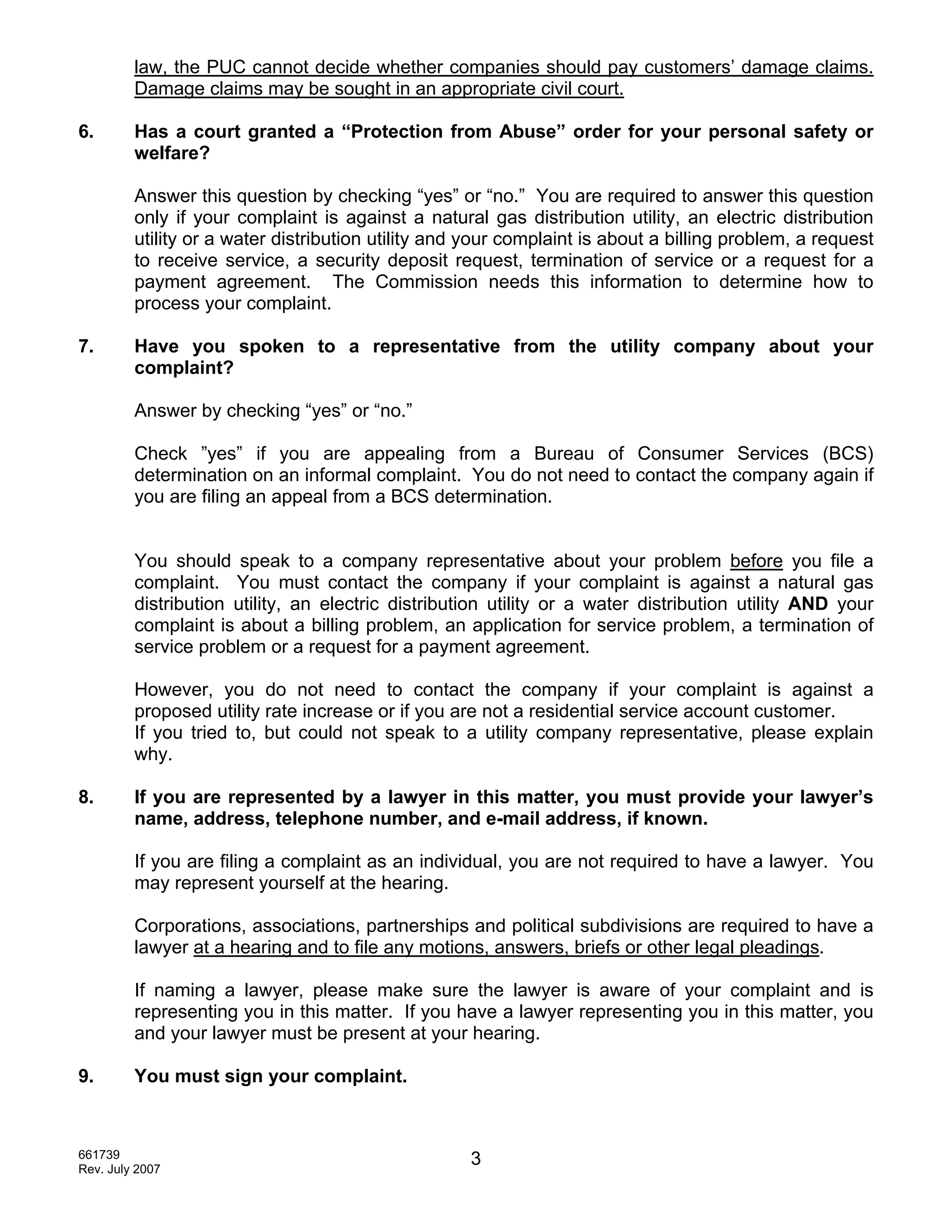 Official Complaint Form Final Puc | PDF