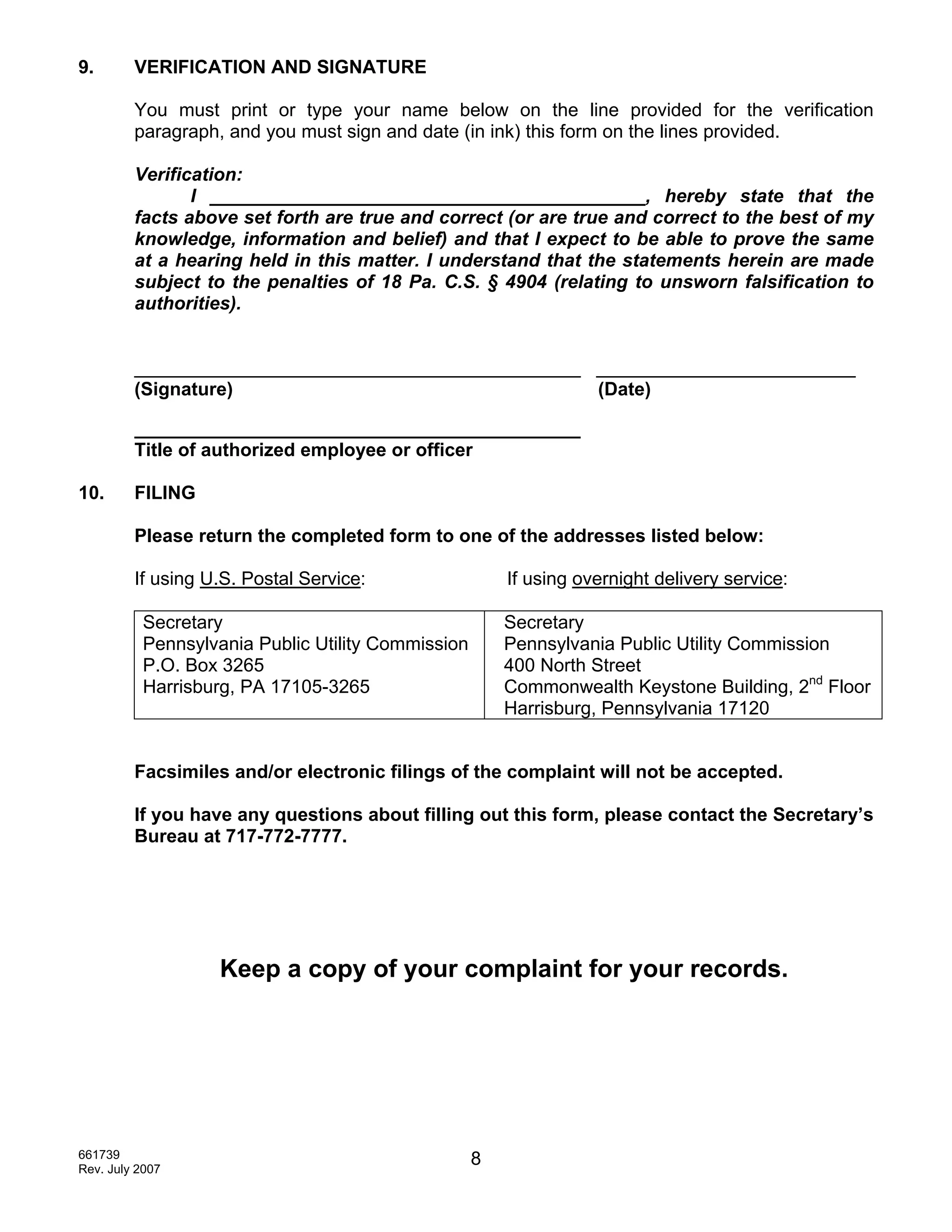 Official Complaint Form Final Puc | PDF