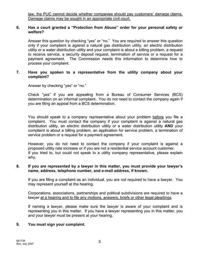 Official Complaint Form Final Puc | PDF