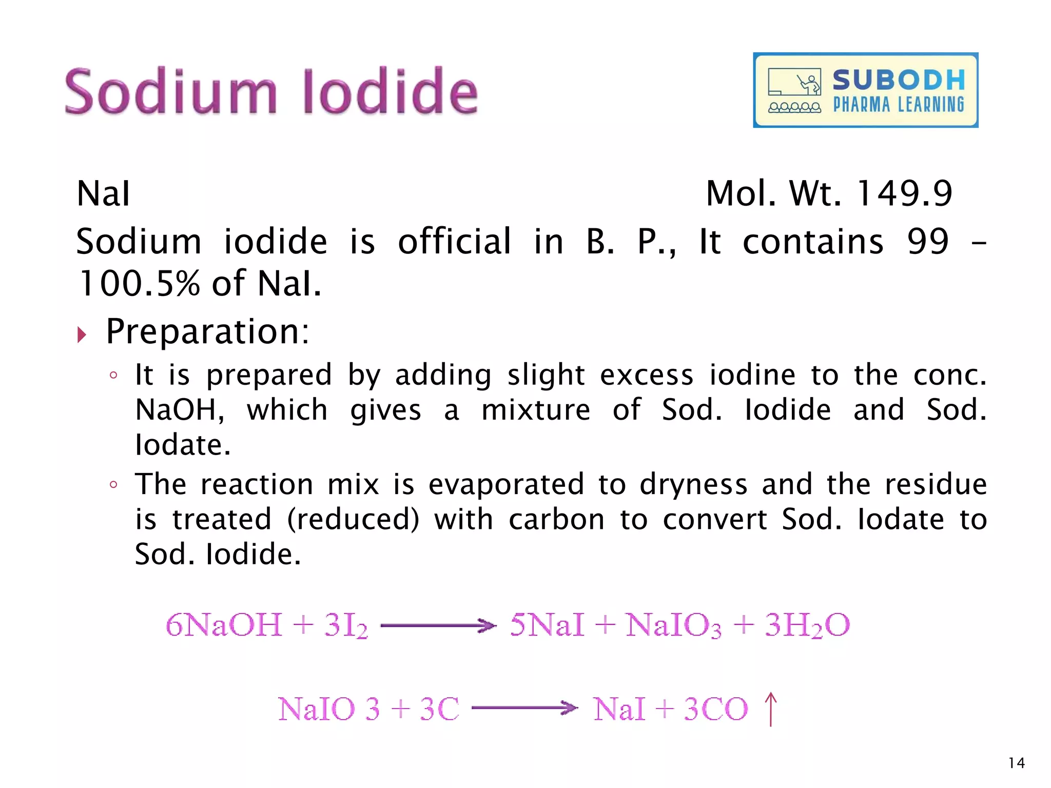 Official Compounds of Iodine by Subodh Pharma Learning | PPTX