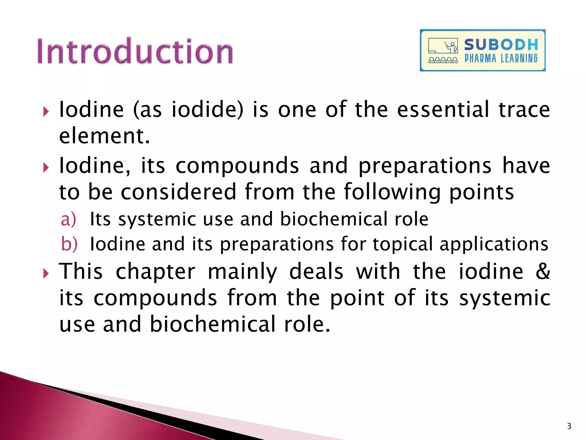 Official Compounds of Iodine by Subodh Pharma Learning | PPTX