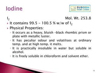 Official Compounds of Iodine by Subodh Pharma Learning | PPTX